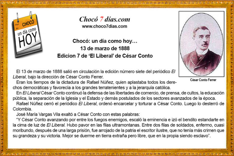 Chocó: un día como hoy…13 de marzo - Chocó7días.com