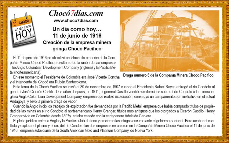 Chocó, un día como hoy… 11 de junio - Chocó7días.com