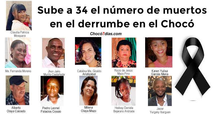 Sube a 34 el número de muertos en el derrumbe en el Chocó - Chocó7días.com